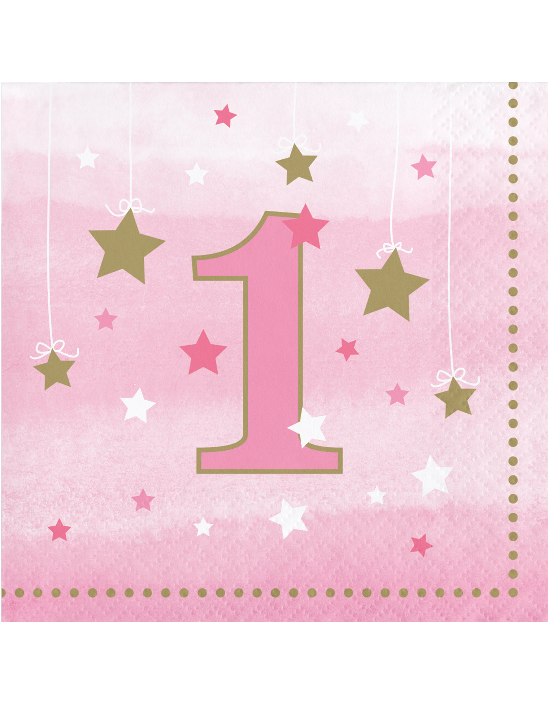 16 Kleine servetten One Little Star 1 jaar 25 x 25 cm - Partyversiering